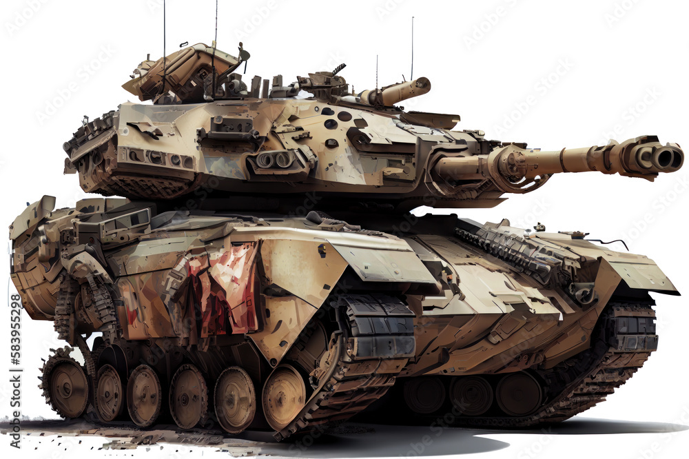 Military tank side view isolated on white, with transparent background ...