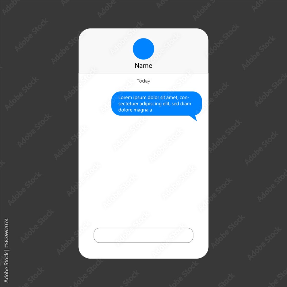 Mobile ui kit messenger. Chat app template. Social network concept. Mock up. IMessages. Iphone ...