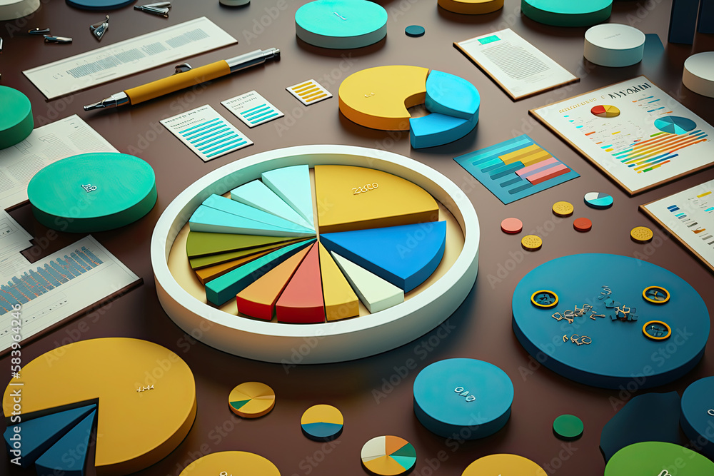 Big data analytics report. Infographic with graph and chart on abstract ...