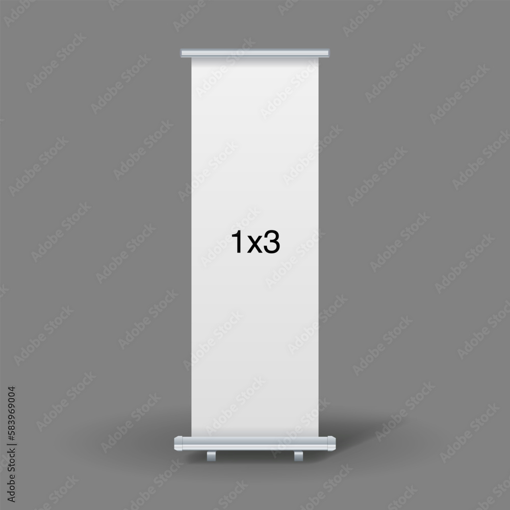 An empty standee or rollup banner display mockup on isolated white ...