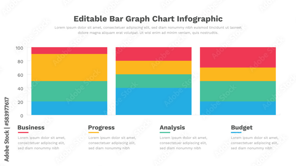 Bar chart infographic presentation template fully editable Stock Vector ...