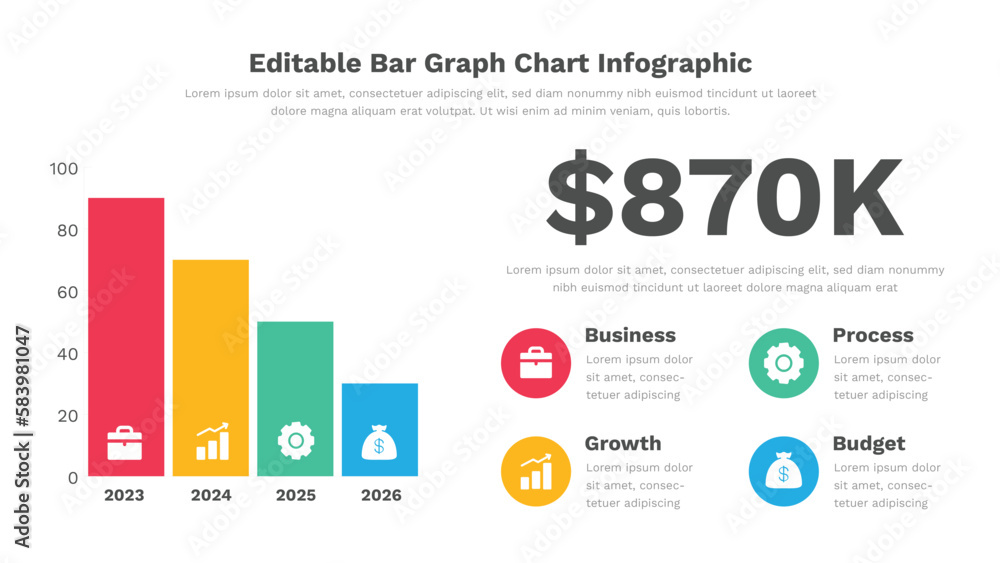 Bar chart infographic presentation template fully editable Stock Vector ...