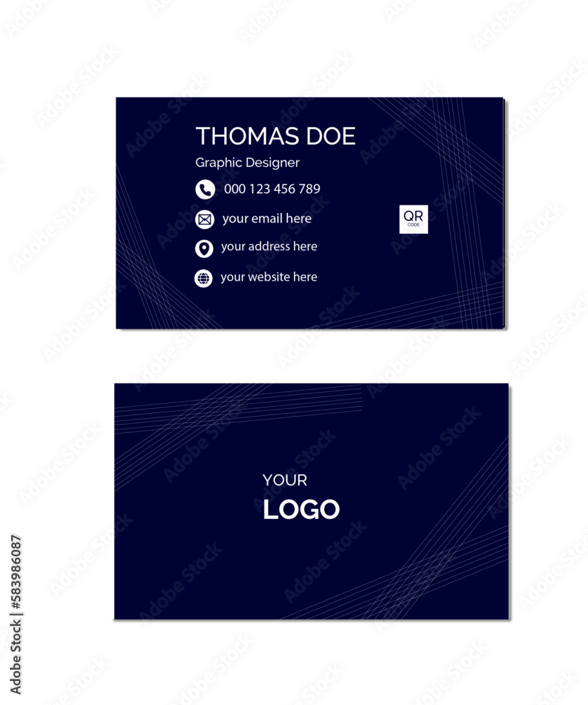 Double-sided creative business card template. Portrait and landscape ...