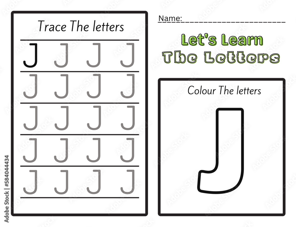 letters j. Learning Kids counting activity. Worksheet for learning letters. Handwriting practice ...