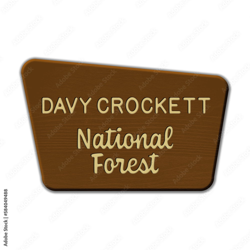 Davy Crockett National Forest wood sign illustration on transparent ...