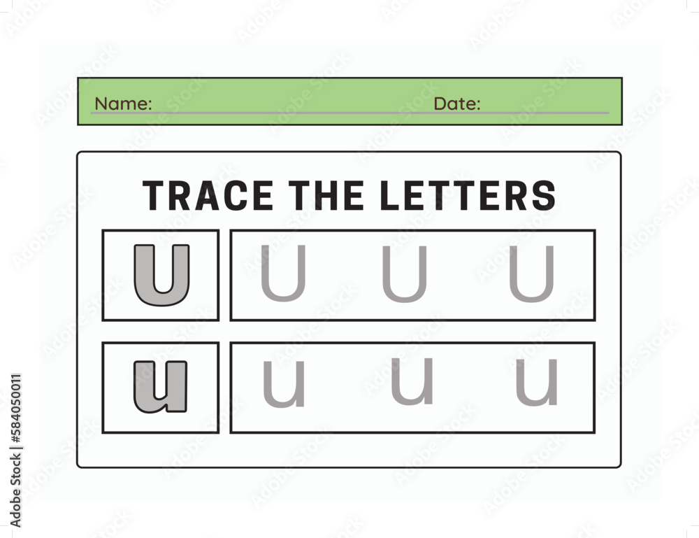 Trace letter U uppercase and lowercase. Alphabet tracing practice ...