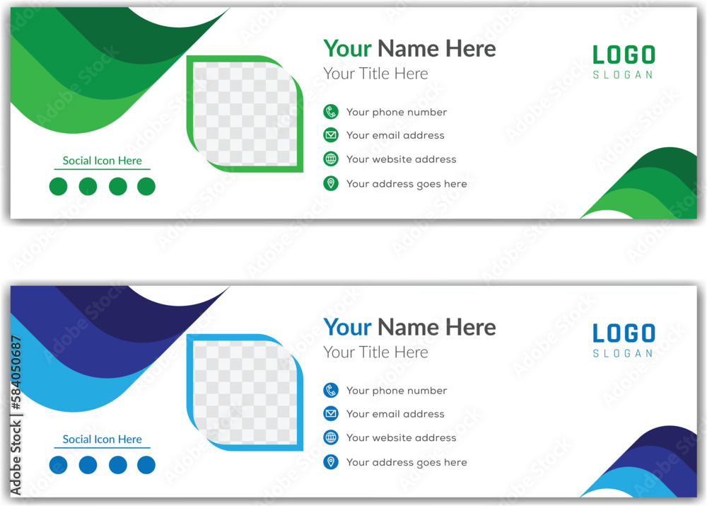 editable corporate modern navy medium light blue and green color email ...