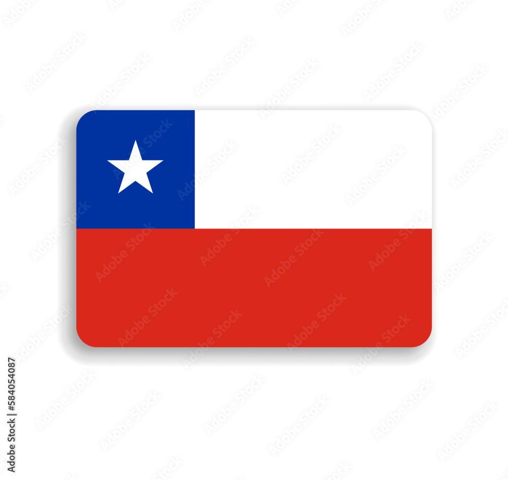 Vector de Stock Chile flag - flat vector rectangle with rounded corners ...