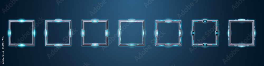 Hud frames for digital game ui interface. Avatar boxes template with ...