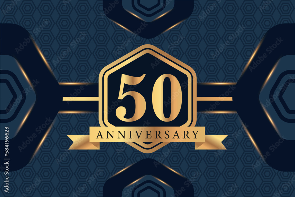 50th year anniversary celebration luxury golden logo vector design with ...