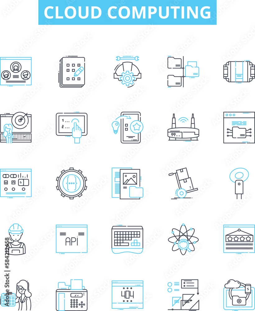 Cloud computing vector line icons set. Cloud, Computing, Storage, Services, SaaS, PaaS, IaaS ...