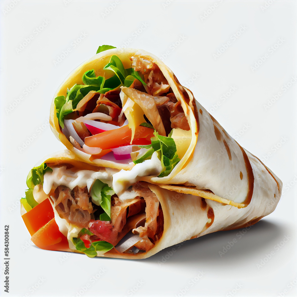 Arabic Shawarma Sandwich White Background HD Upscale Stock Illustration ...