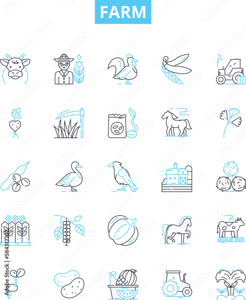 Farm vector line icons set. Farm, Agriculture, Crops, Livestock ...