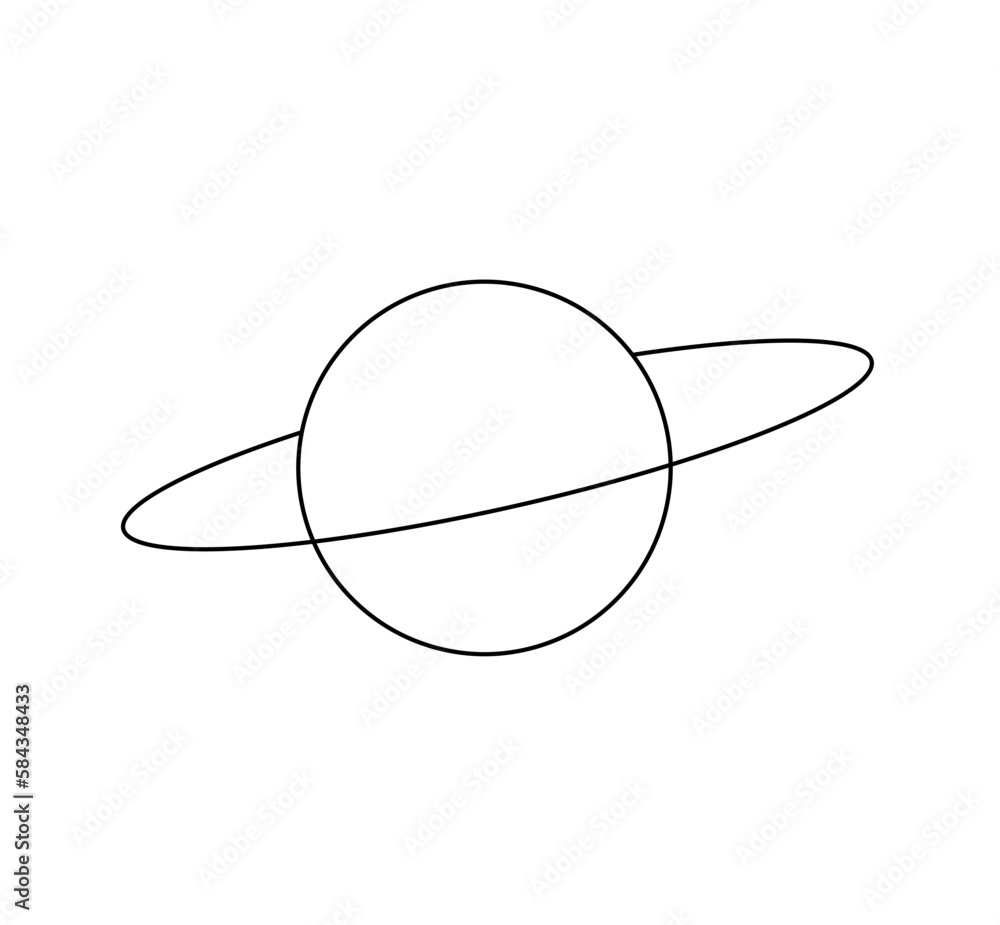 Vector isolated one single simplest geometrical saturn planet with ring ...