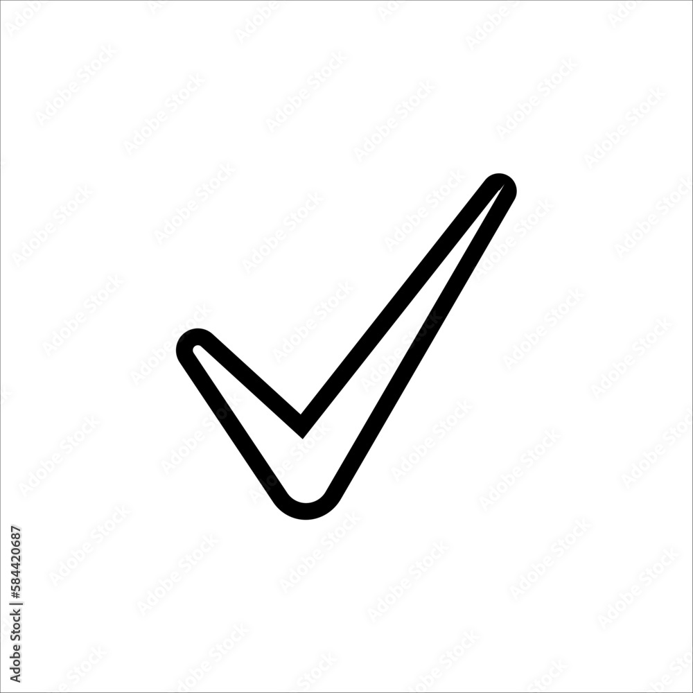 Check mark vector icon. Checkmark right symbol tick sign. Ok button ...