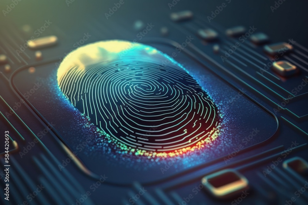 Digital biometri, security identify by fingerprint concept. Scanning ...