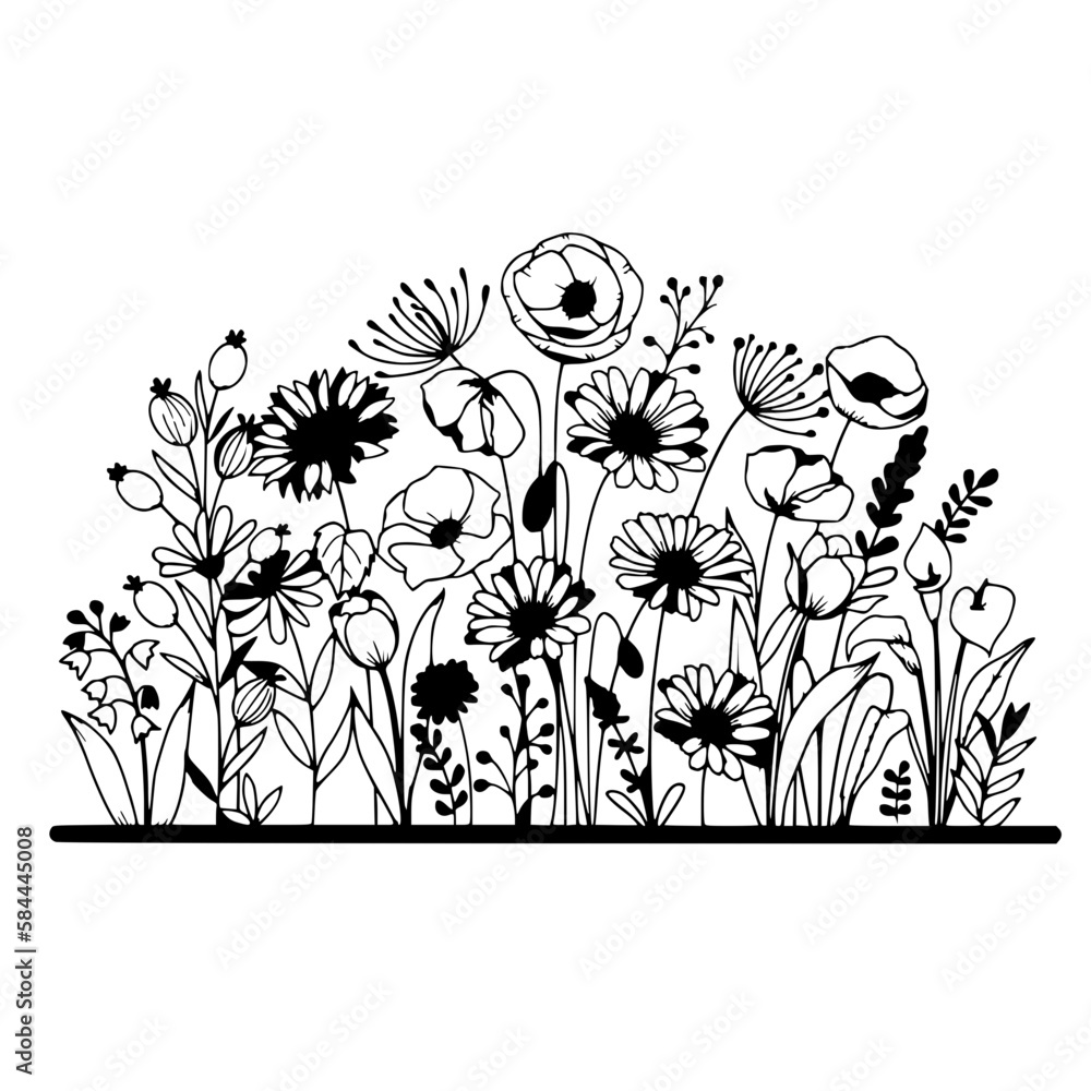 Wildflowers SVG | Floral Monogram SVG | Trendy SVG | Wildflower Clipart ...