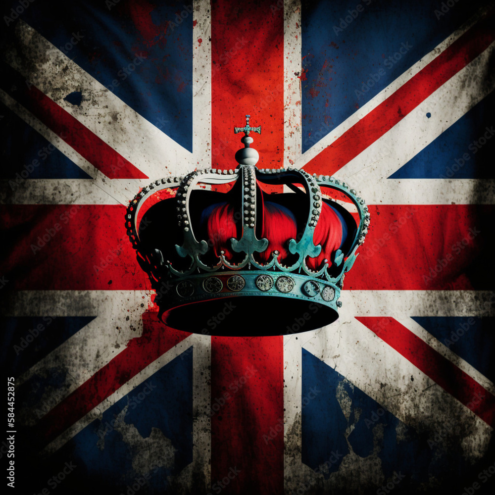 Royal crown with UK flag. Generative AI. Stock Illustration | Adobe Stock