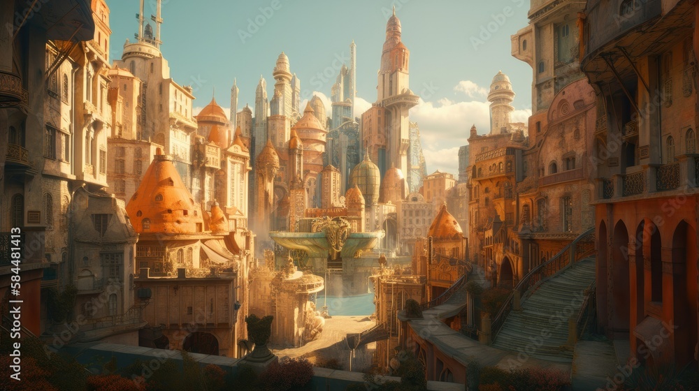 amazing trippy towering Bohemian Candyland Baroque cyberpunk mashup ...