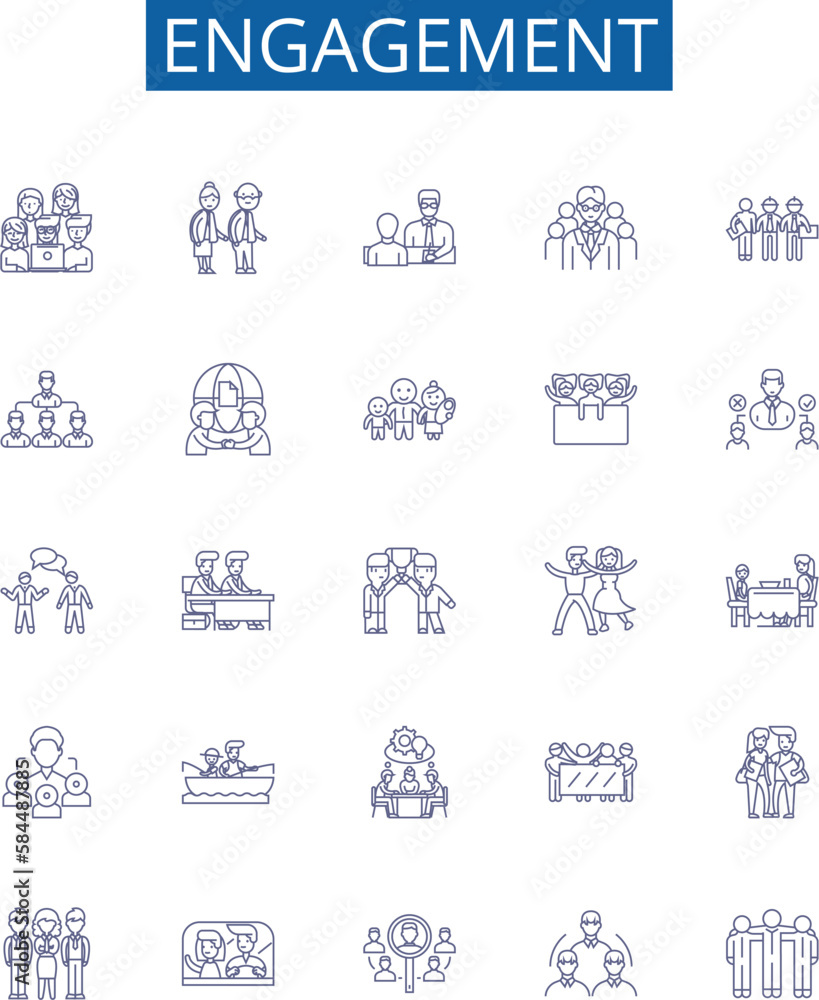 Engagement line icons signs set. Design collection of Involvement ...