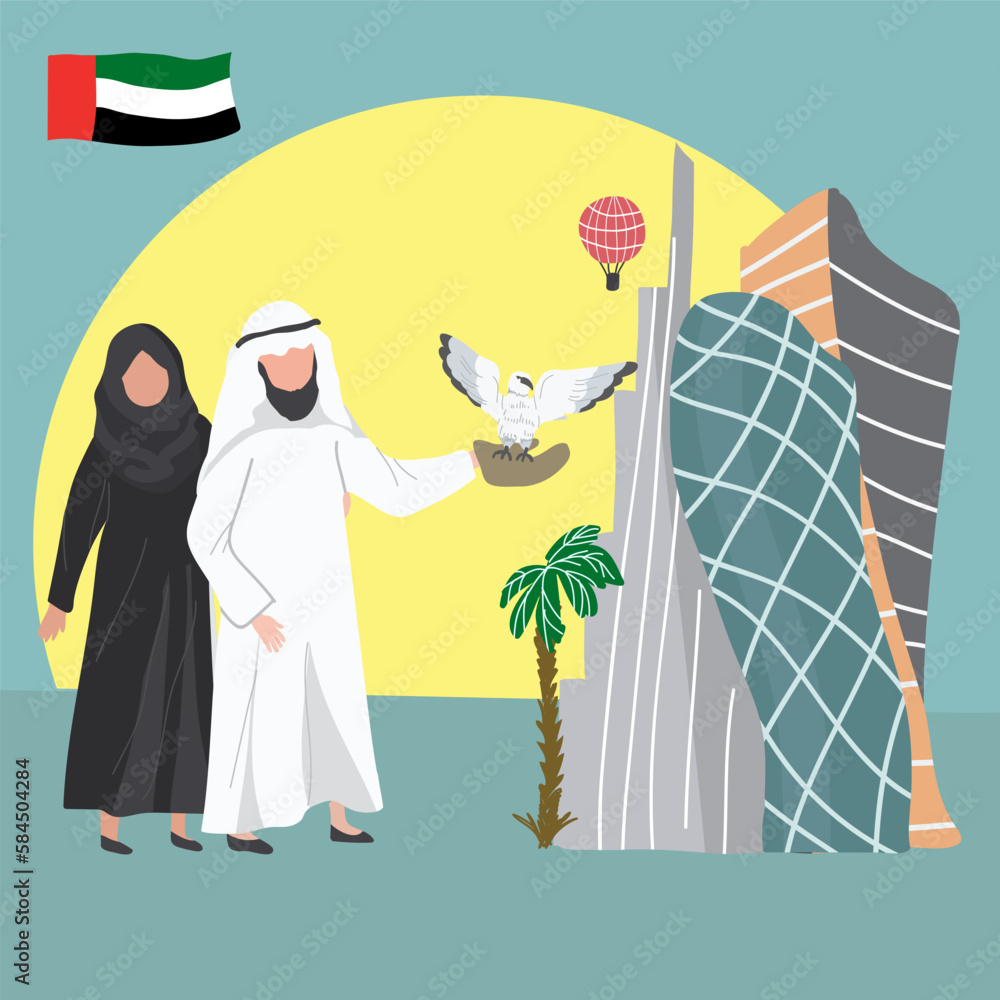 UAE concept cartoon vector illustration with people characters and ...