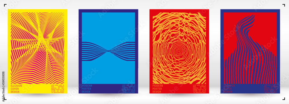 Geometrical Poster Design with Optical Illusion Effect. Modern ...