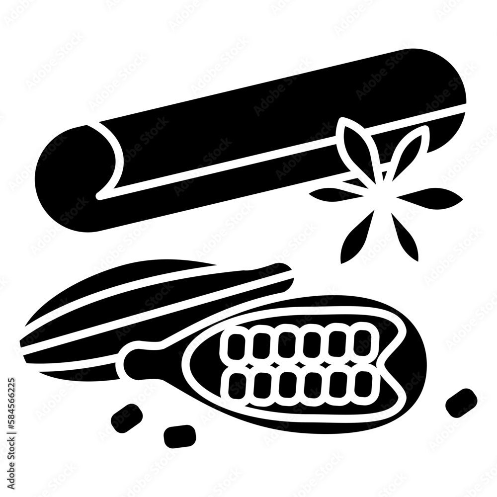 Solid Elaichi and cinnamon icon Stock Vector | Adobe Stock