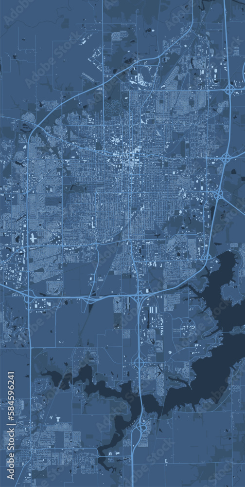 Blue Springfield map, Illinois, detailed municipality map. skyline ...