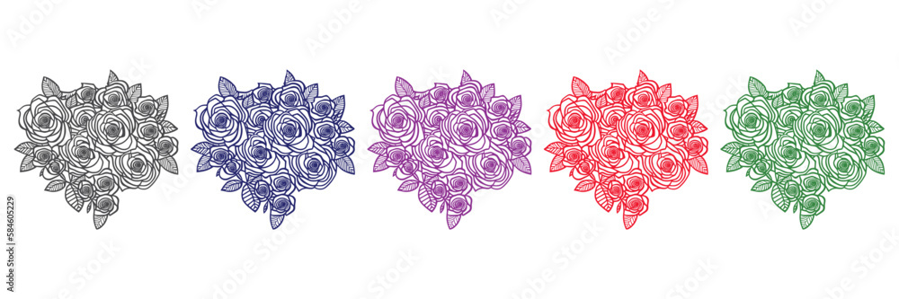 Nice Roses Vector artwork coloring page, coloring book, black outline ...
