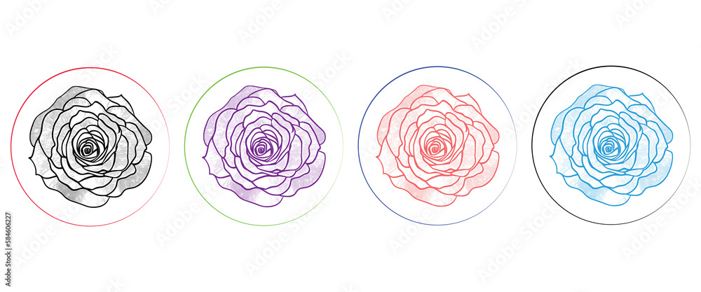 Nice Roses Vector artwork coloring page, coloring book, black outline ...
