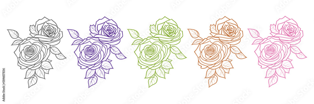 Nice Roses Vector artwork coloring page, coloring book, black outline ...