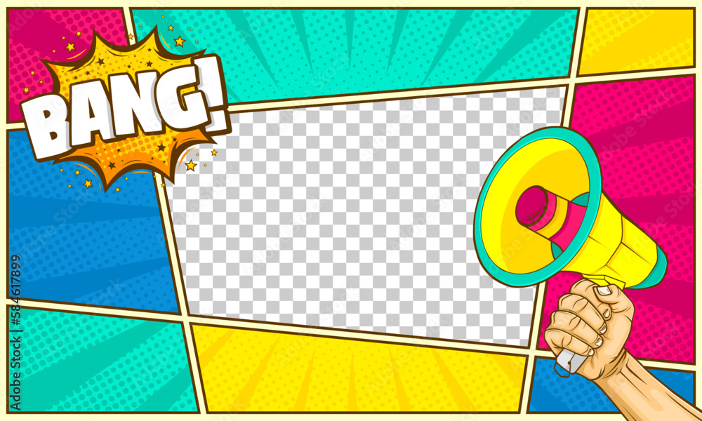 เวกเตอร์ Stock Colorful comic border template design | Adobe Stock