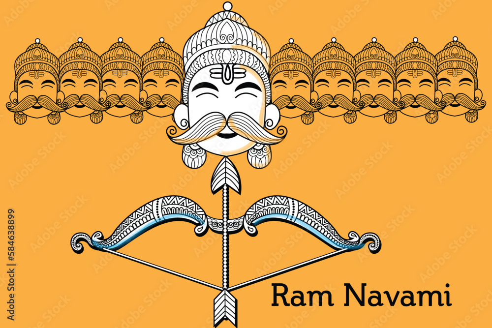 illustration of Lord Rama, Sita, Laxmana, Hanuman and Ravana in Ram ...