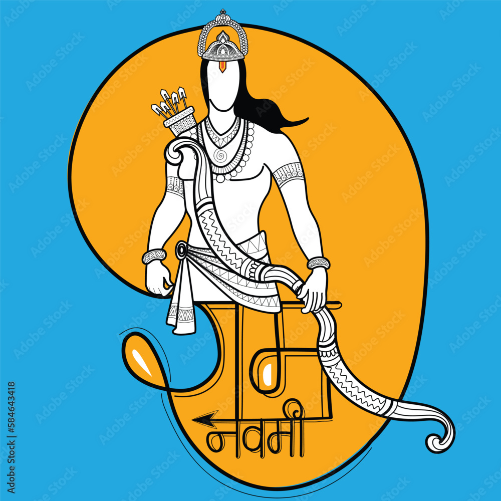 illustration of Lord Rama, Sita, Laxmana, Hanuman and Ravana in Ram ...