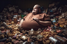 Obese Man And Junk Food Free Stock Photo - Public Domain Pictures