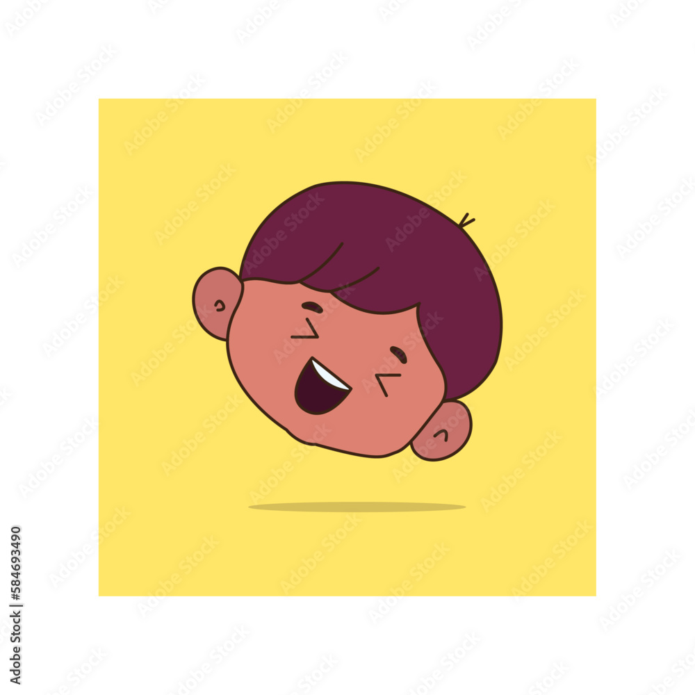vector illustration of a cute cartoon boy with laughing face. Stock ...