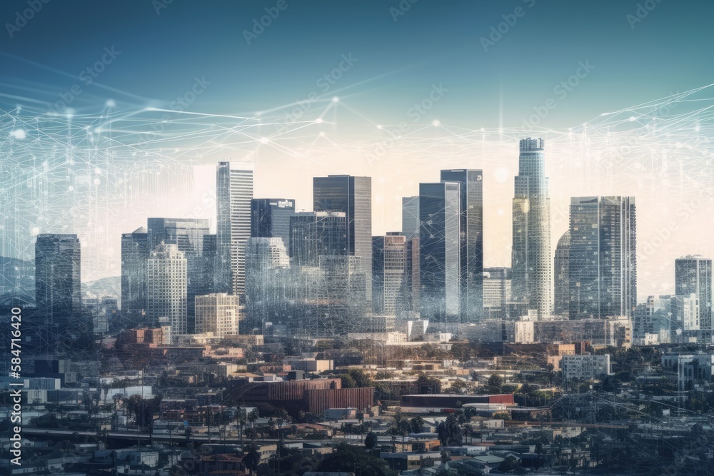 Los Angeles panorama cityscape downtown at day time, California, USA ...
