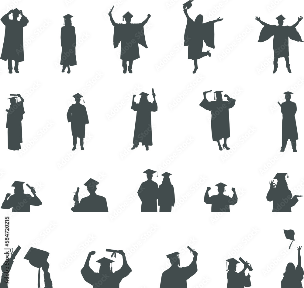 Graduation silhouette, Graduates celebrating silhouettes, Graduation ...