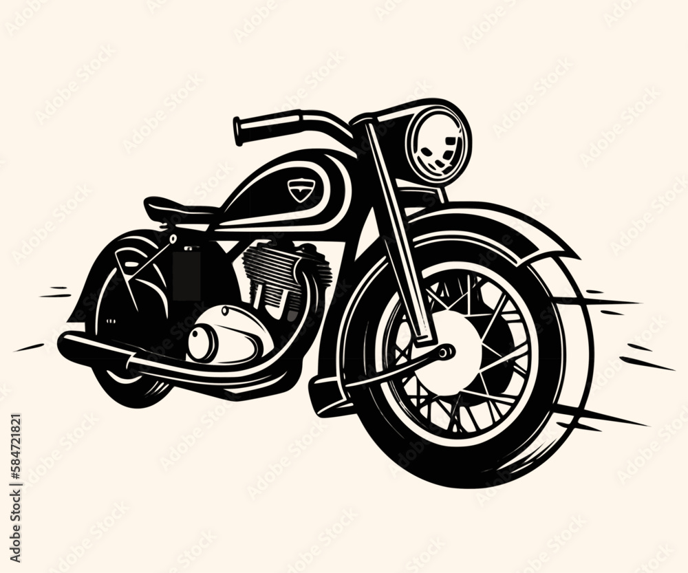 Vector Illustration of a Classic Motorcycle with lines drawing for logo ...