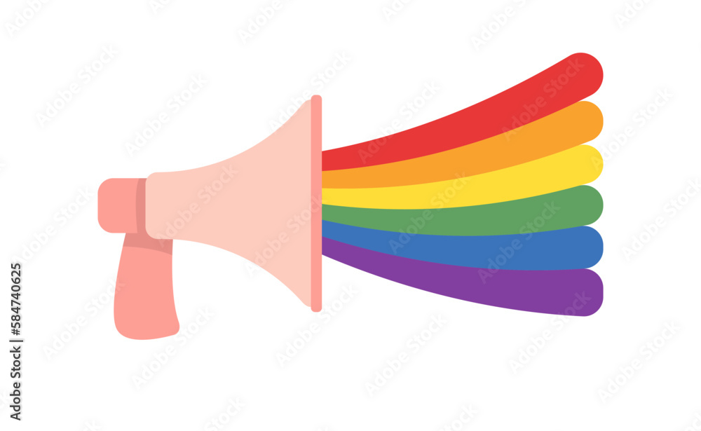 LGBT megaphone whith rainbow. Isolated vector illustration, pride month ...