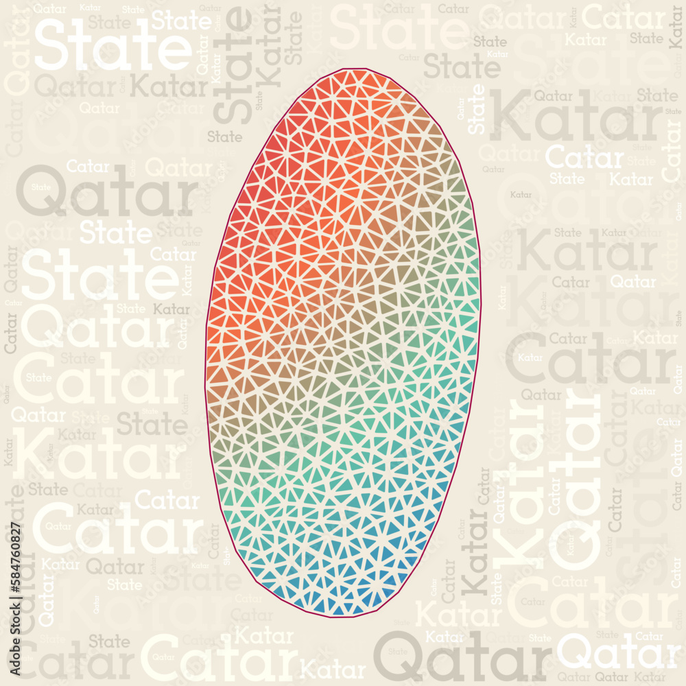 Vector de Stock Qatar map design featuring country names in different ...