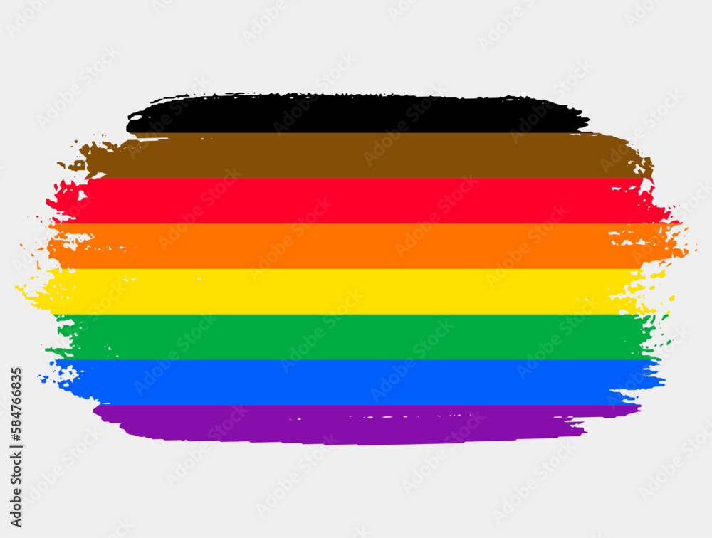 Philly Pride Flag painted with brush on white background. LGBT rights ...
