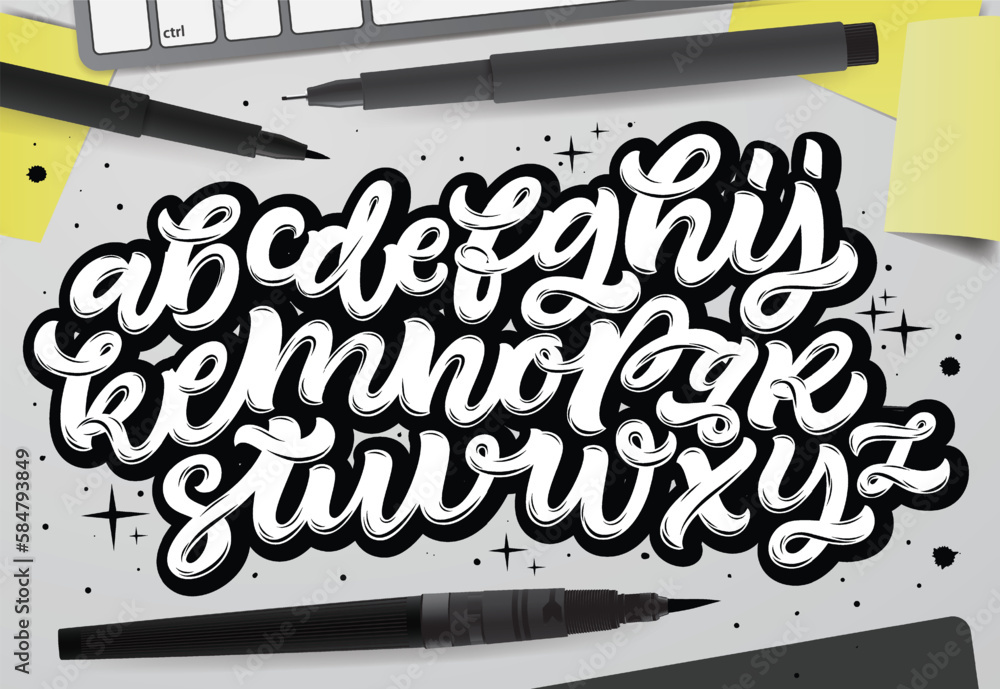 Handwritten Script font. Hand drawn brush style modern calligraphy ...