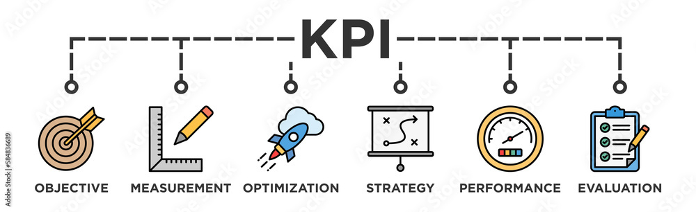 KPI banner web icon vector illustration concept for key performance indicator in the business ...