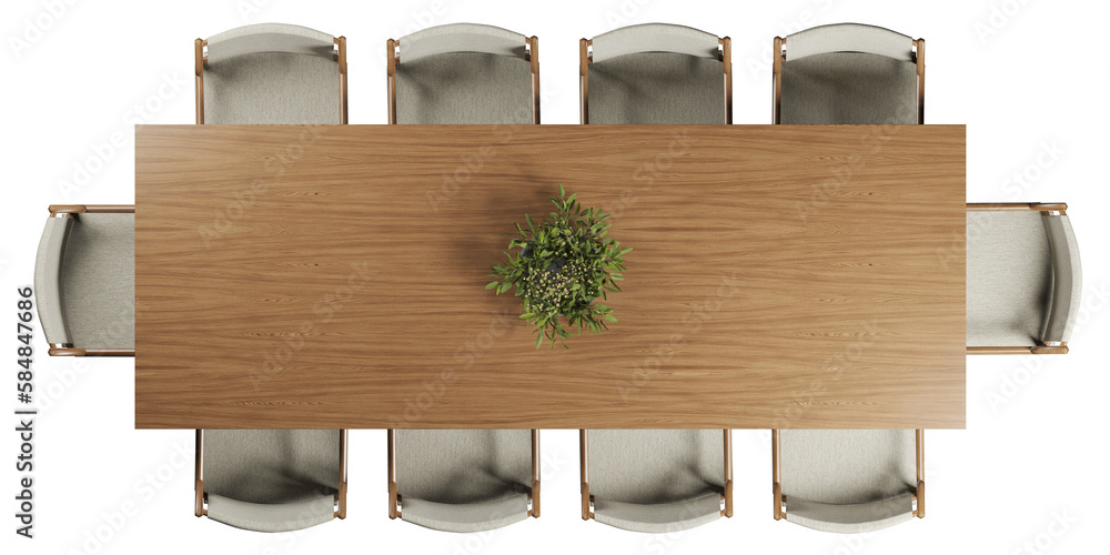 ภาพถ่าย Stock Top view of dining table with chairs | Adobe Stock