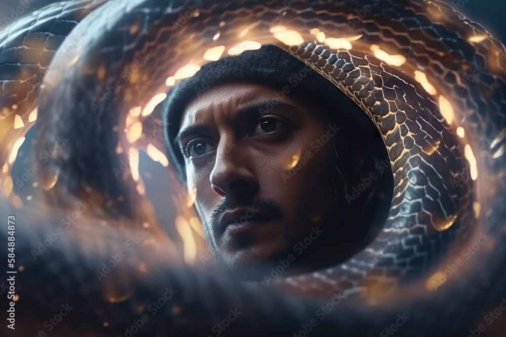 A Man With A Snake Around His Neck In A Scene From The Movie Zoo ...