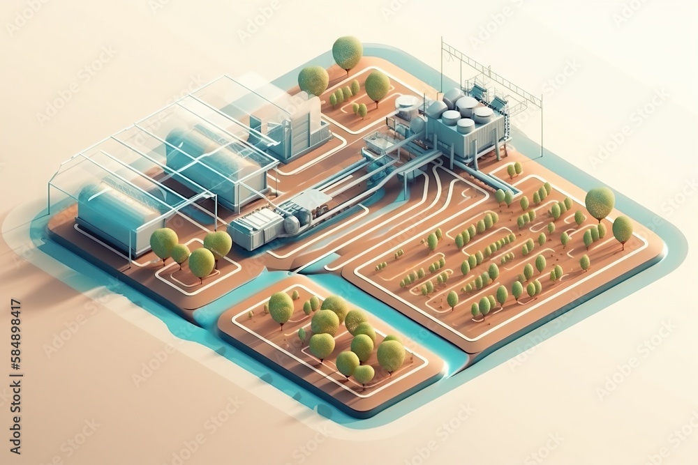 A Diagram Of A Factory With Trees And Other Things In It Wastewater ...