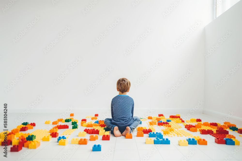 World Autism Awareness day. Faceless Child sitting alone in white room ...