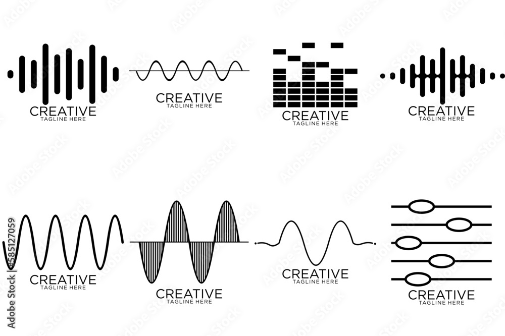 Sound waves set. Modern sound equalizer. Radio wave icons. Volume level ...