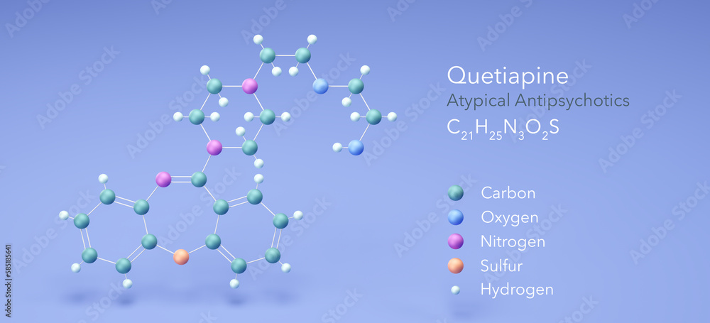 Stock-Illustration „quetiapine molecule, molecular structures, atypical ...
